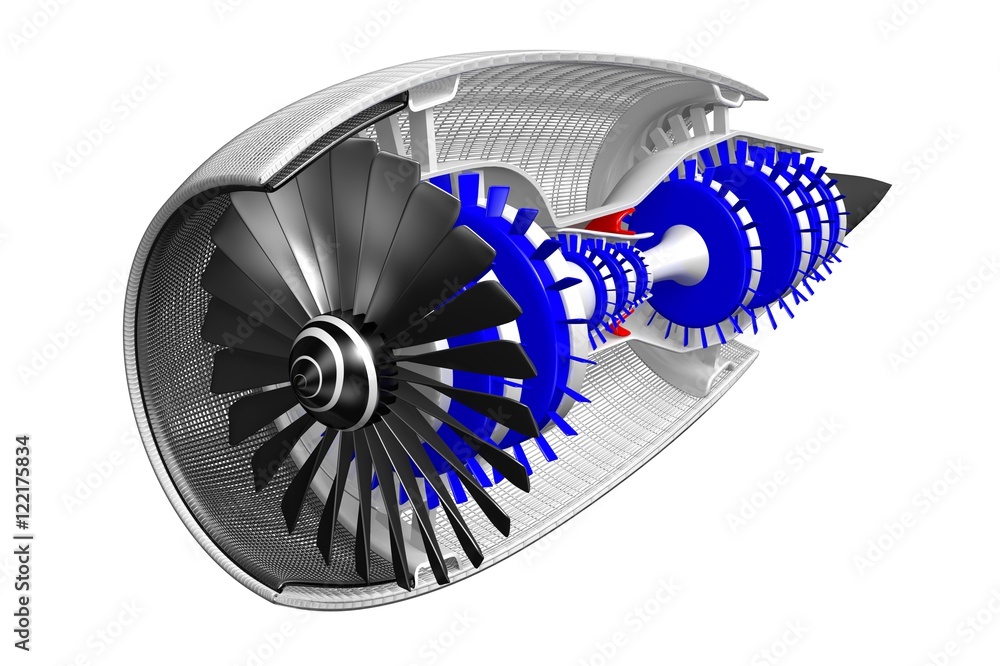 3D jet engine - front, side view Stock Illustration | Adobe Stock