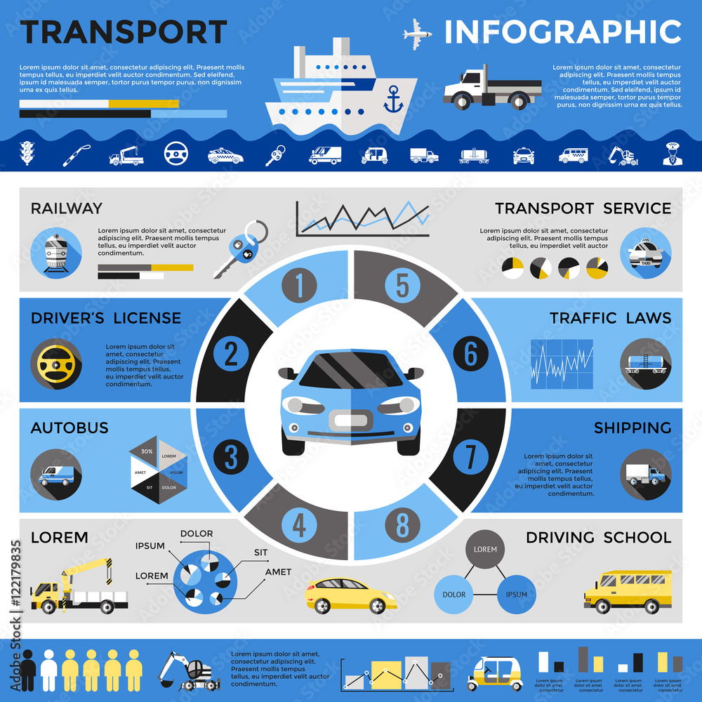 Transport Colored Infographics Stock Vector | Adobe Stock