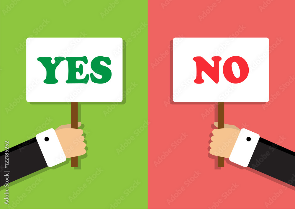 hands hold signs expressing agreement and disagreement Stock Vector ...