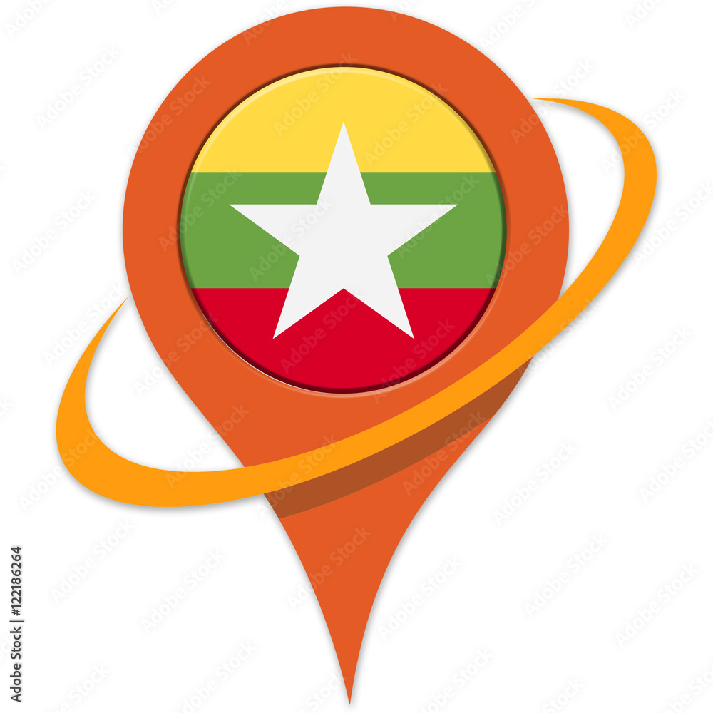 Myanmar Flag pin/pointer map icon. Stock Illustration | Adobe Stock