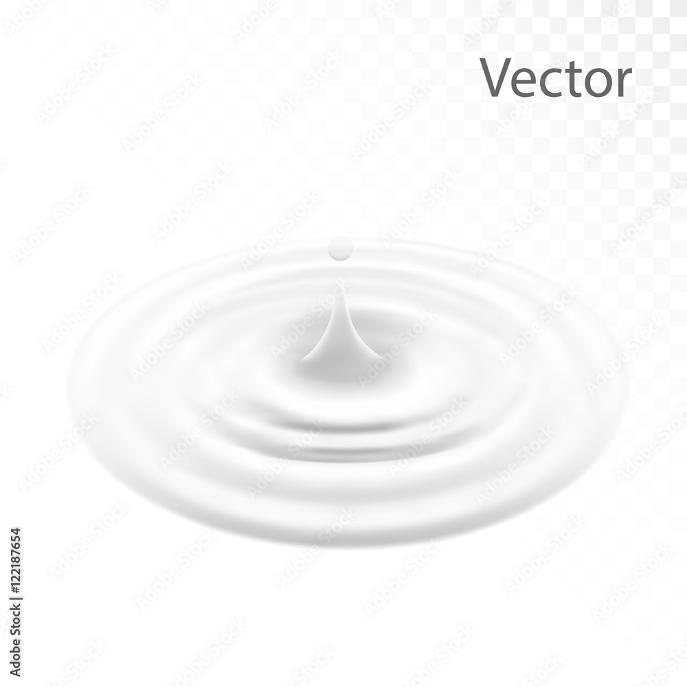 Vetor de milk or white liquid drop, ripple surface. Cream circle with ...