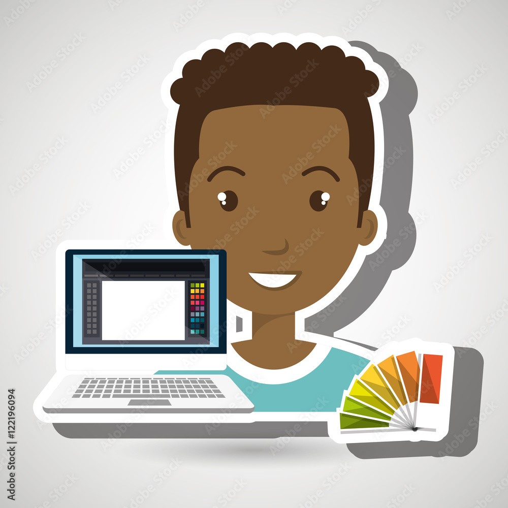 man computer color chart vector illustration eps 10 Stock Vector ...