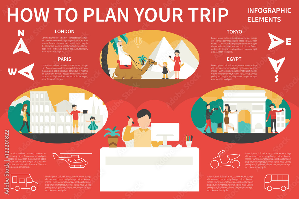 How To Plan Your Trip infographic flat vector illustration ...