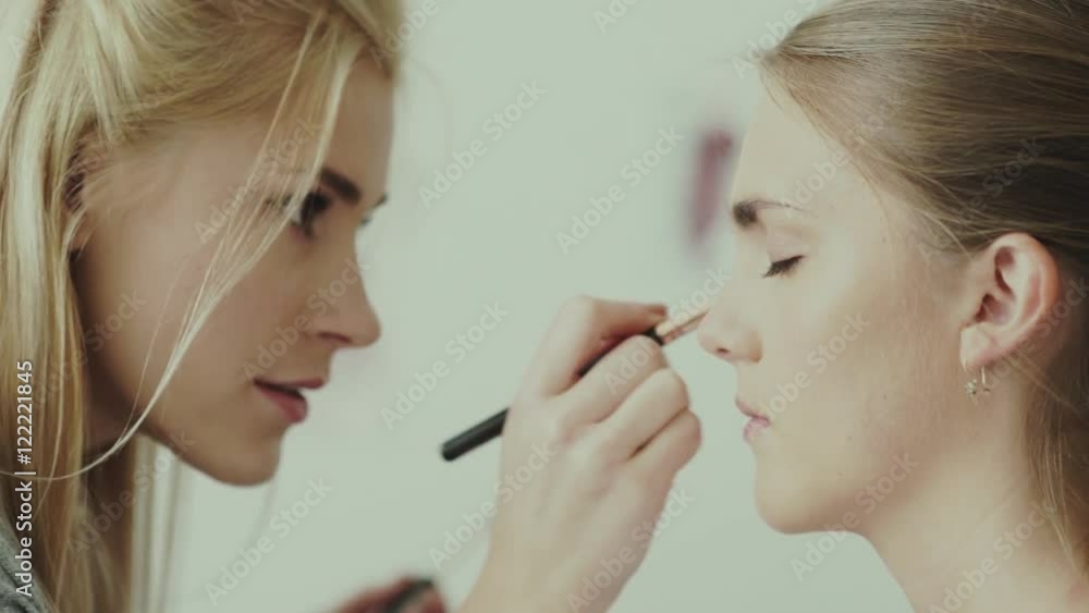 Make-up work. Make-up artist and model. Makeup. Girl makeup with long ...