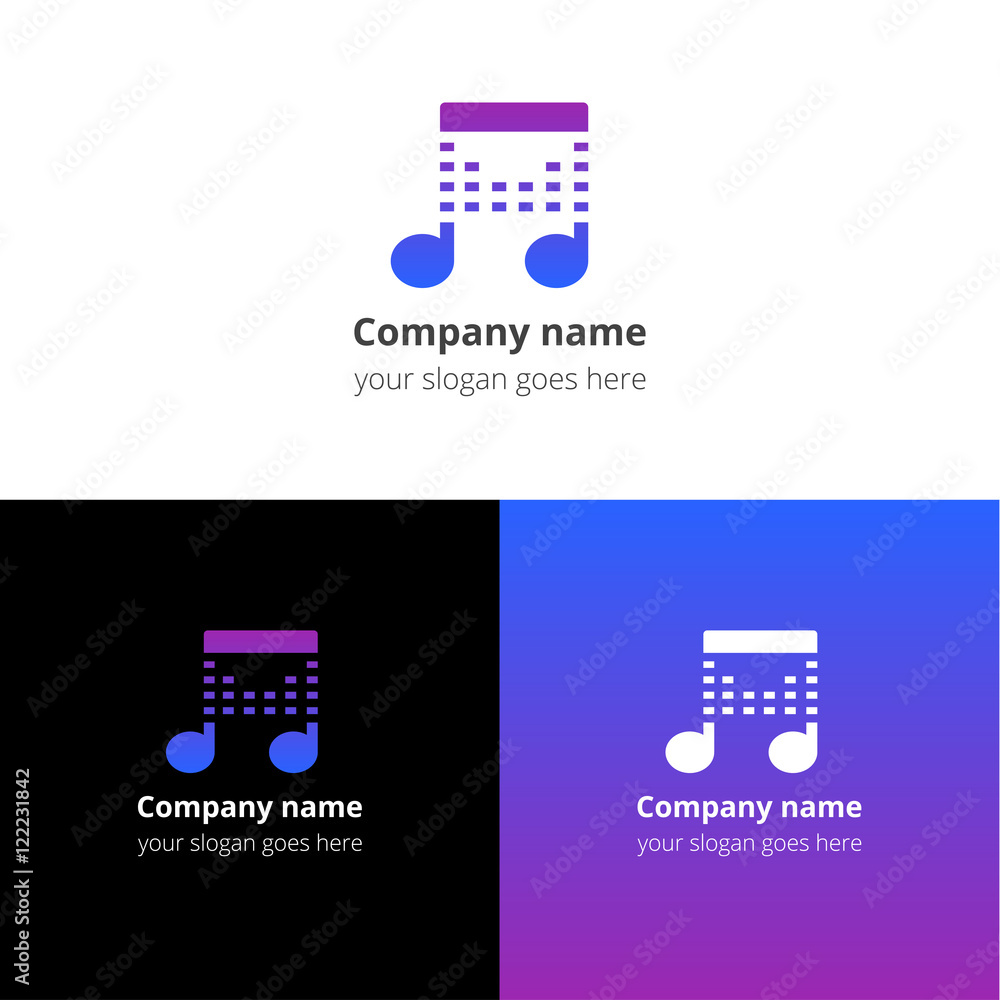 Music note logo, icon, sign, emblem motion equalizer wave beat vector ...