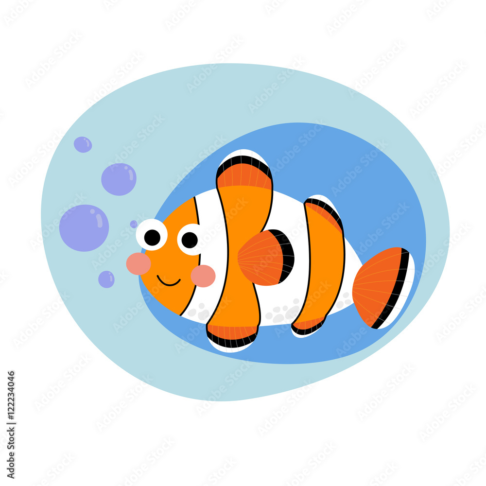 Happy Clownfish animal cartoon character. Isolated on white background ...