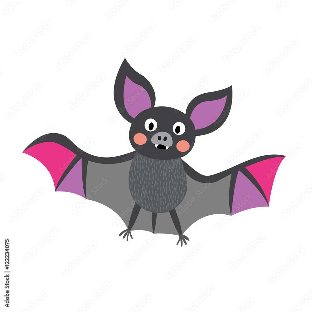 Flying colorful Bat cartoon character. Isolated on white background ...