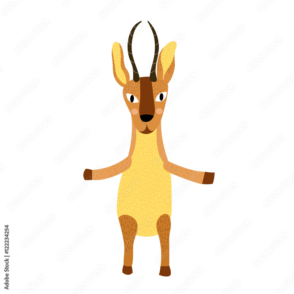 African animal antelope standing on two legs cartoon character ...