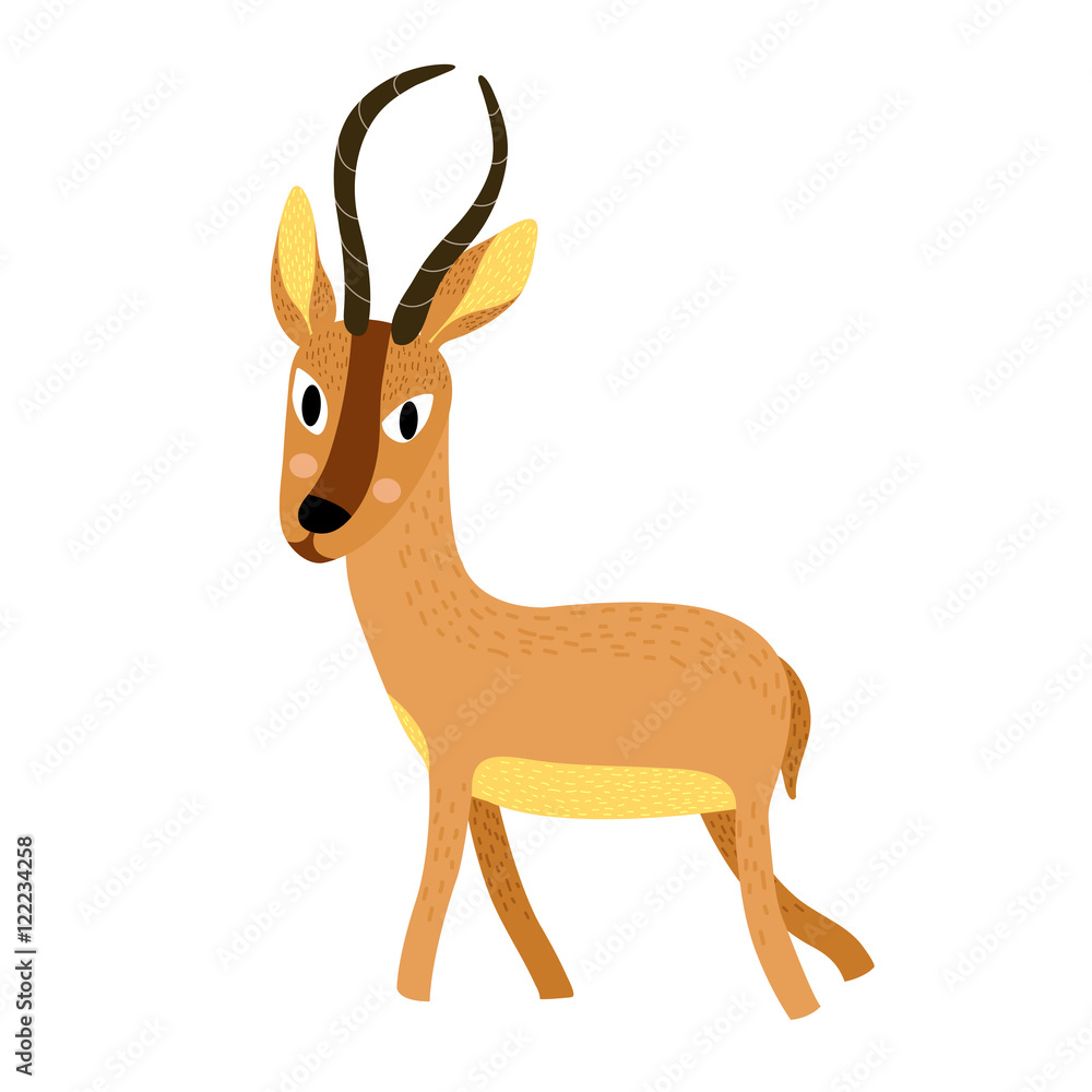 African animal antelope cartoon character. Isolated on white background ...