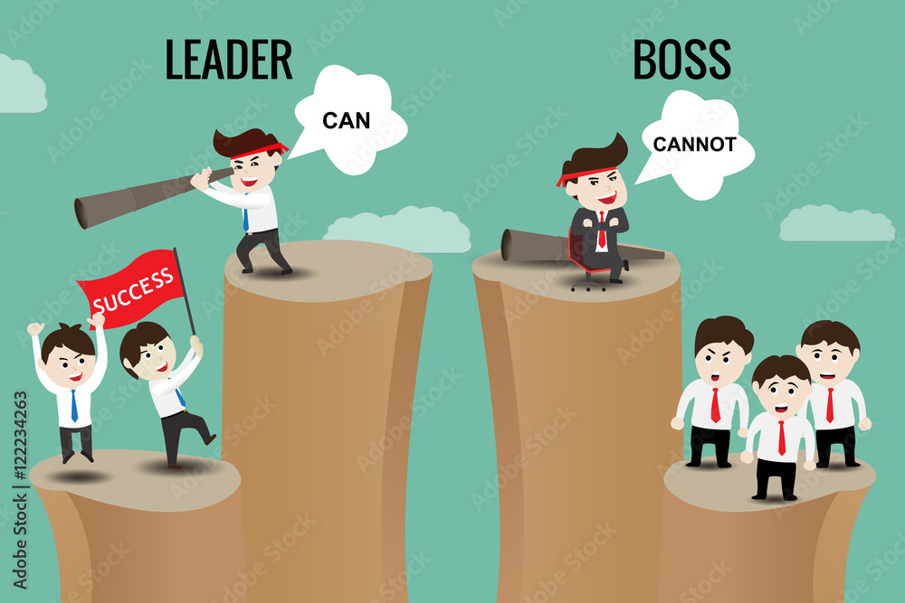 The difference between leader and boss, template Stock Vector | Adobe Stock