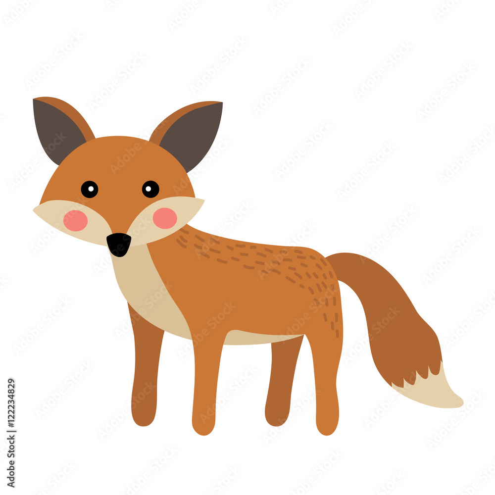 Standing Fox animal cartoon character. Isolated on white background ...