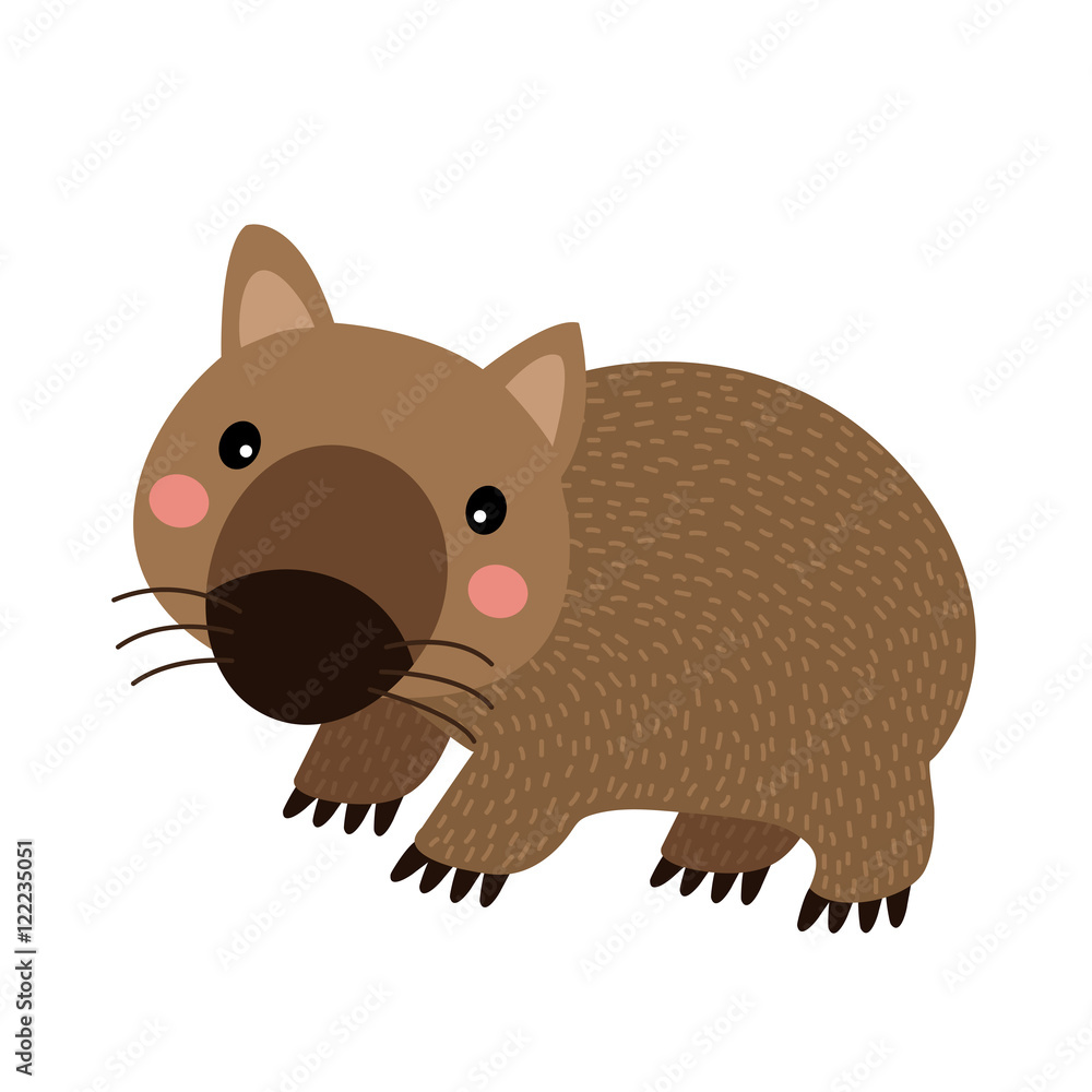 Happy Wombat animal cartoon character. Isolated on white background ...