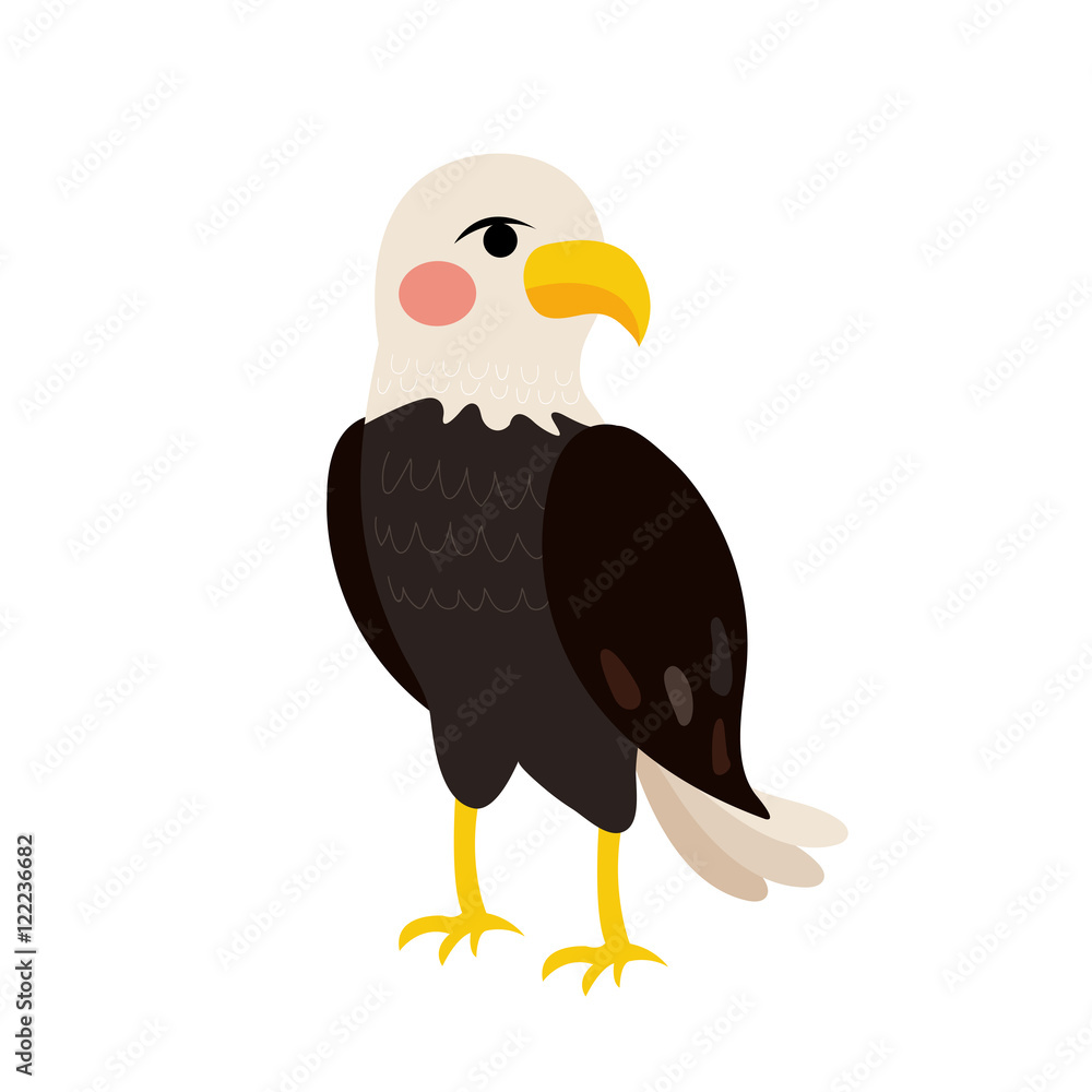 Standing Eagle animal cartoon character. Isolated on white background ...