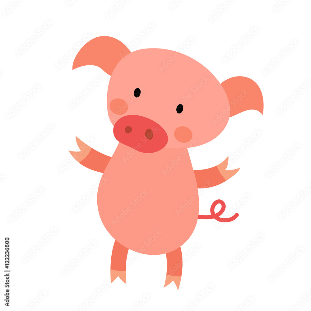 Standing Pig animal cartoon character. Isolated on white background ...