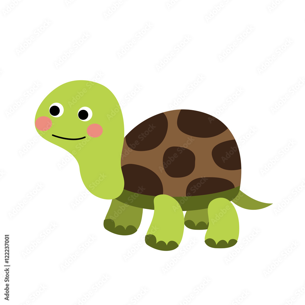 Turtle animal cartoon character. Isolated on white background. Vector ...