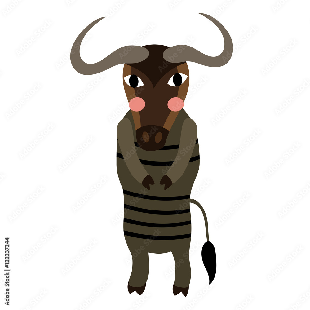 Blue Wildebeest standing on two legs animal cartoon character. Isolated ...