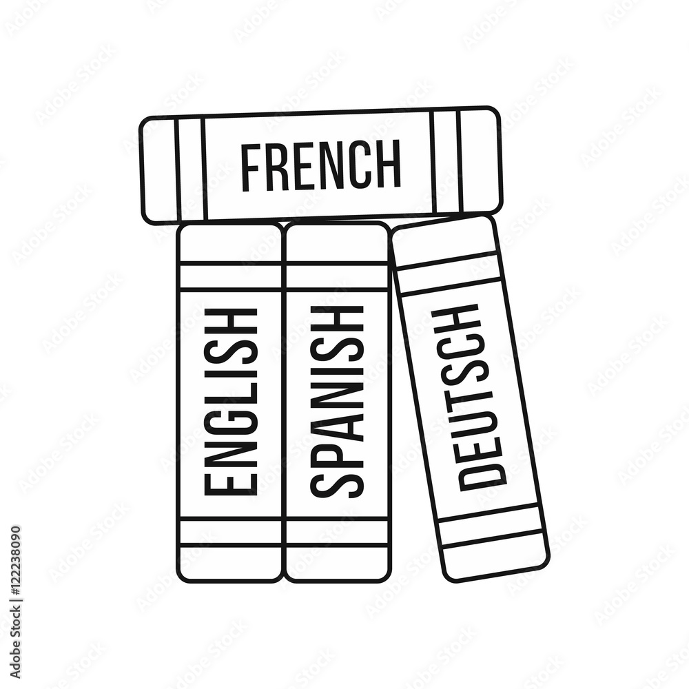 Dictionaries icon in outline style on a white background vector ...