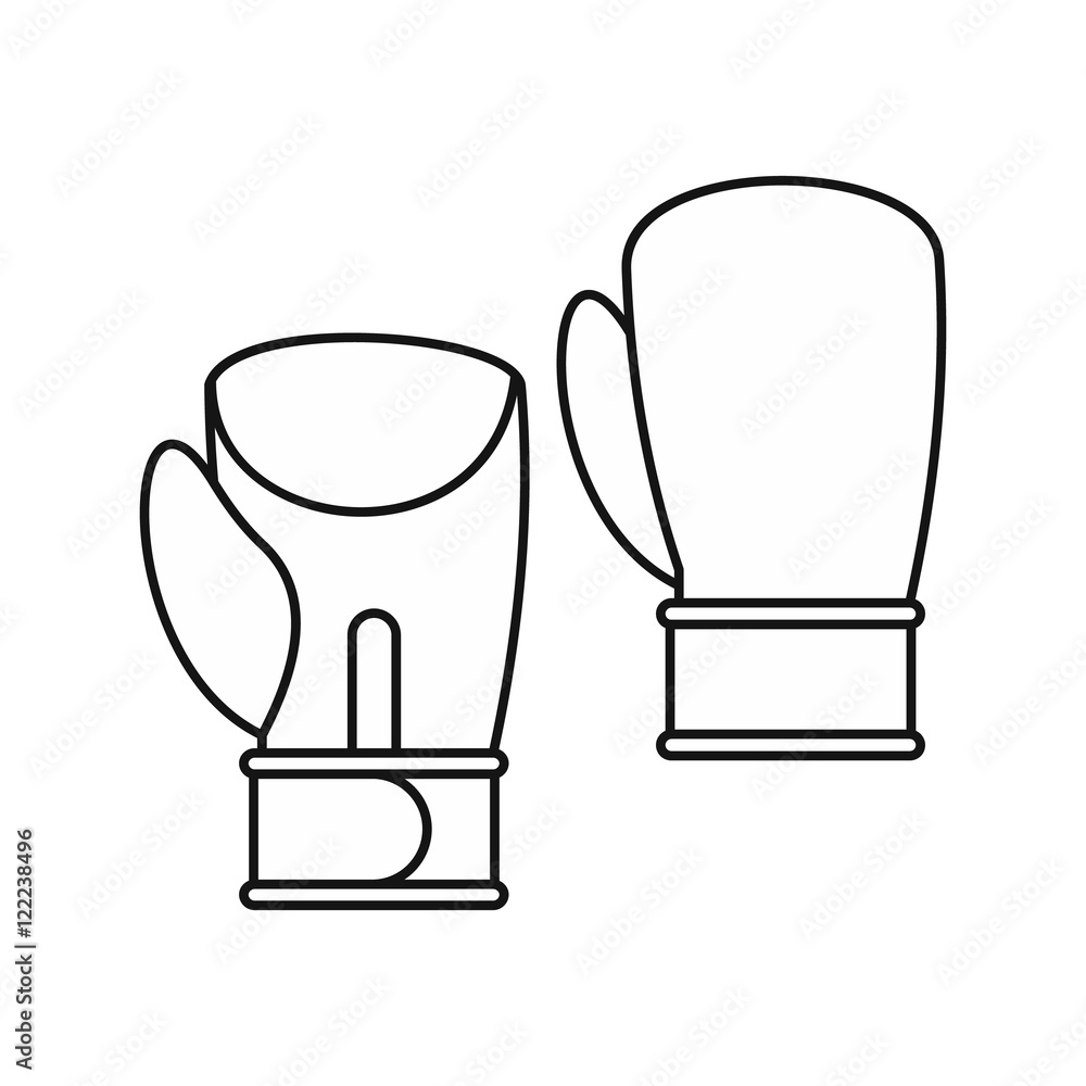 Boxing gloves icon in outline style on a white background vector ...