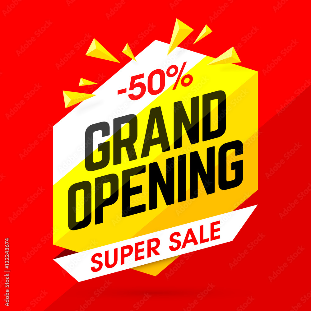 Grand Opening Super Sale, special offer save up to 50% Stock 벡터 | Adobe ...