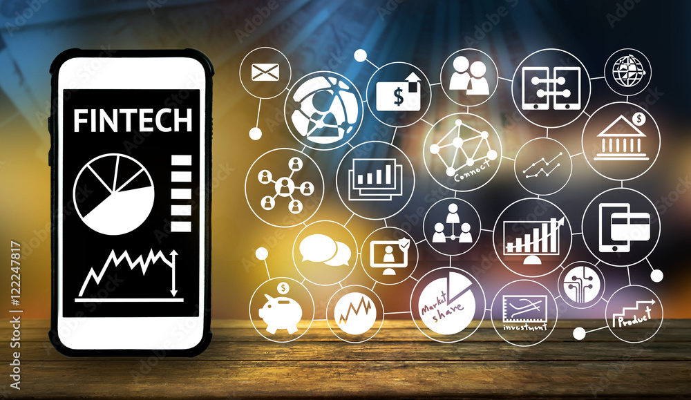 Fintech Investment Financial Internet Technology Concept. Smartphone ...