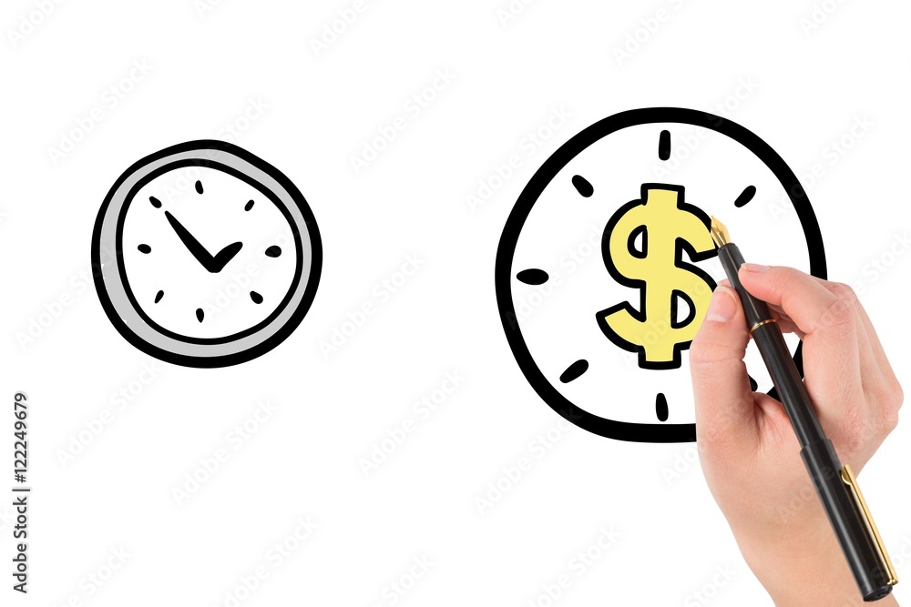hand drawing clock with dollar sign Stock-Foto | Adobe Stock