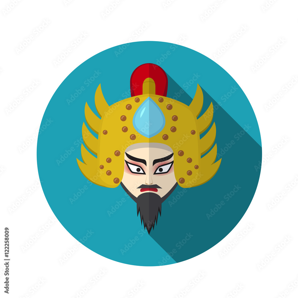 Chinese opera icon, warrior and knight symbol Stock Vector | Adobe Stock