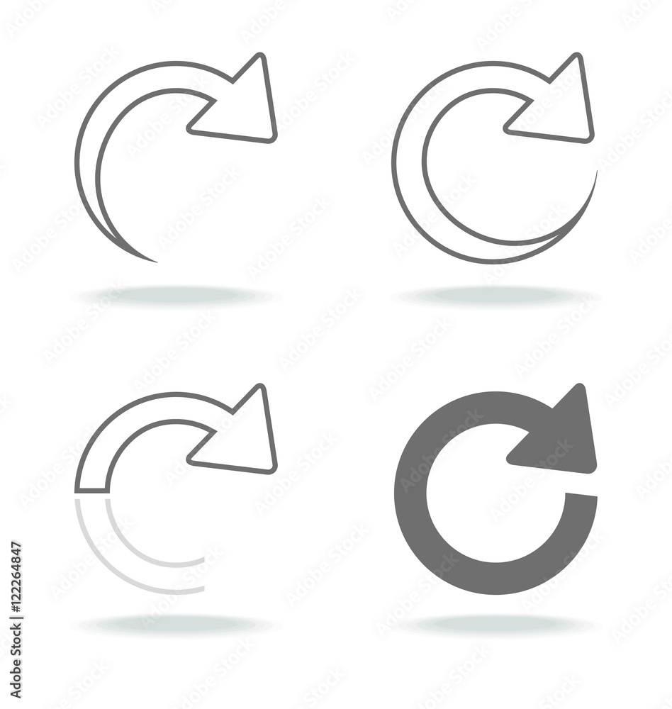 Arrow mark loaded. Four vector icons. Arrow pictogram refresh reload rotation loop sign. Stock ...