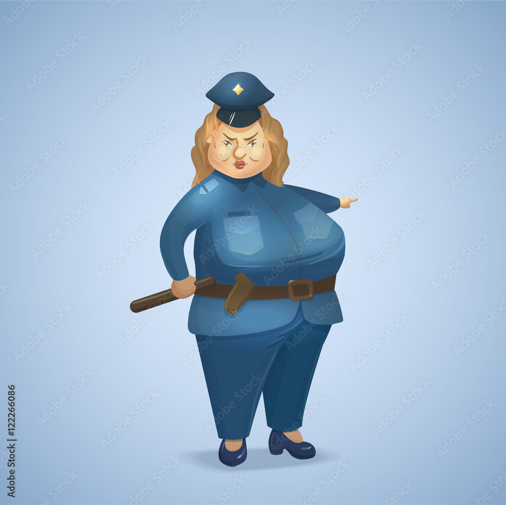 Policewoman in uniform. Cartoon police officer character. Vector ...