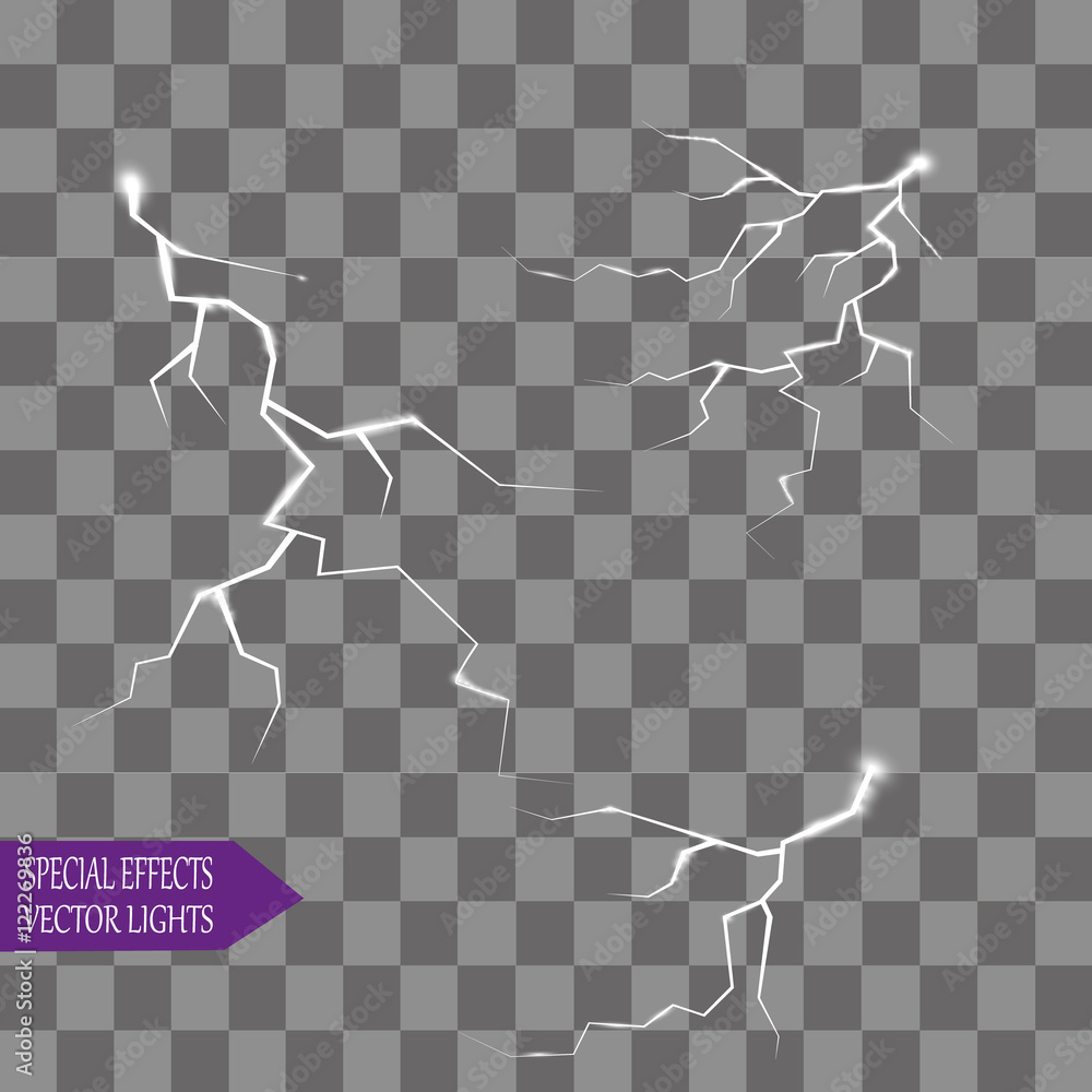 Vector lightnings. Set. Light Effects Stock Vector | Adobe Stock