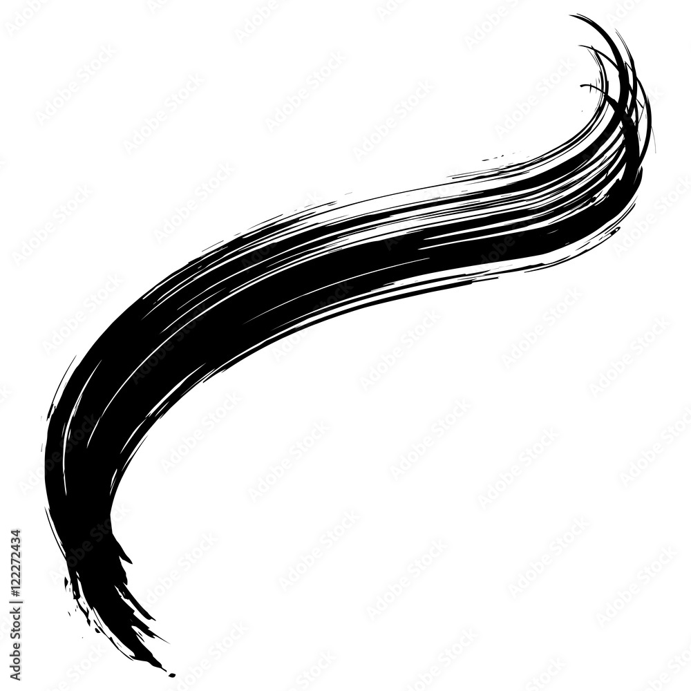 Grunge hand drawn black paintbrush. Curved brush stroke Stock Vector ...