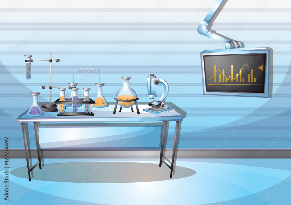 cartoon vector illustration laboratory interior room with separated ...