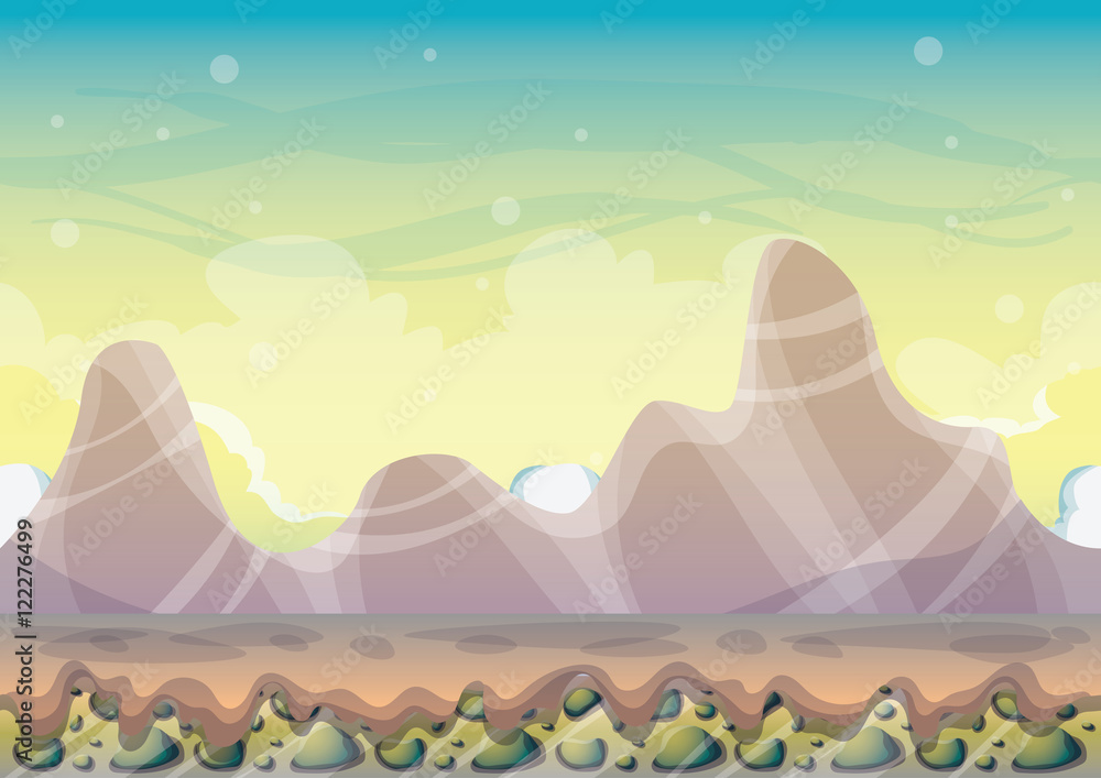 cartoon vector nature landscape background with separated layers for ...