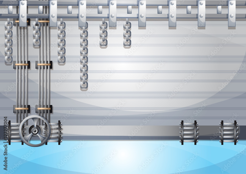 cartoon vector illustration water pipe wall with separated layers in 2d ...
