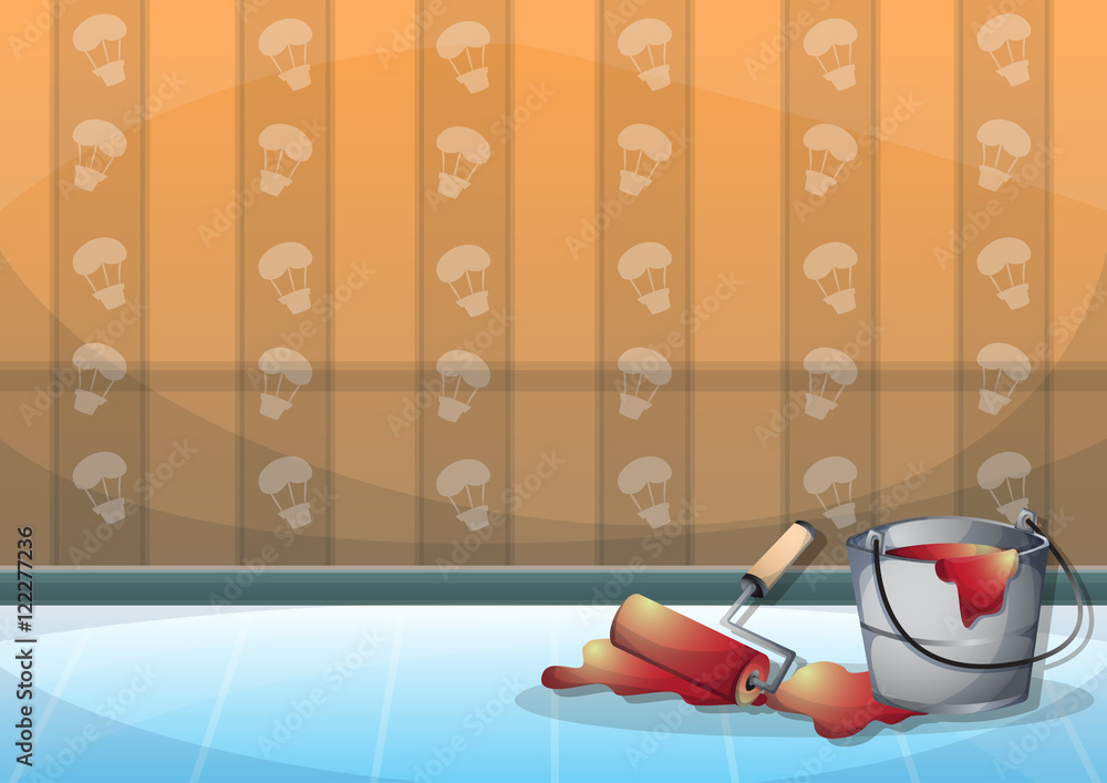 cartoon vector illustration interior painting wall with separated ...