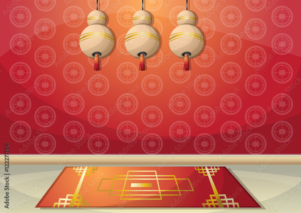 cartoon vector illustration interior chinese room with separated layers ...