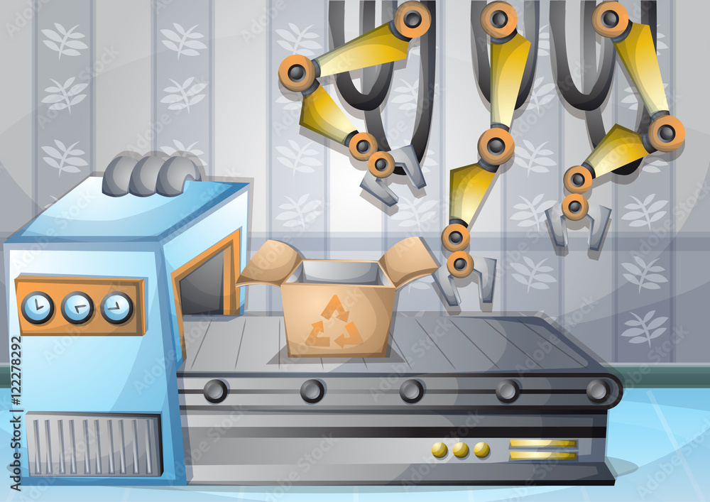 cartoon vector illustration interior factory room with separated layers ...