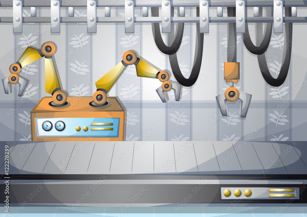 cartoon vector illustration interior factory room with separated layers ...