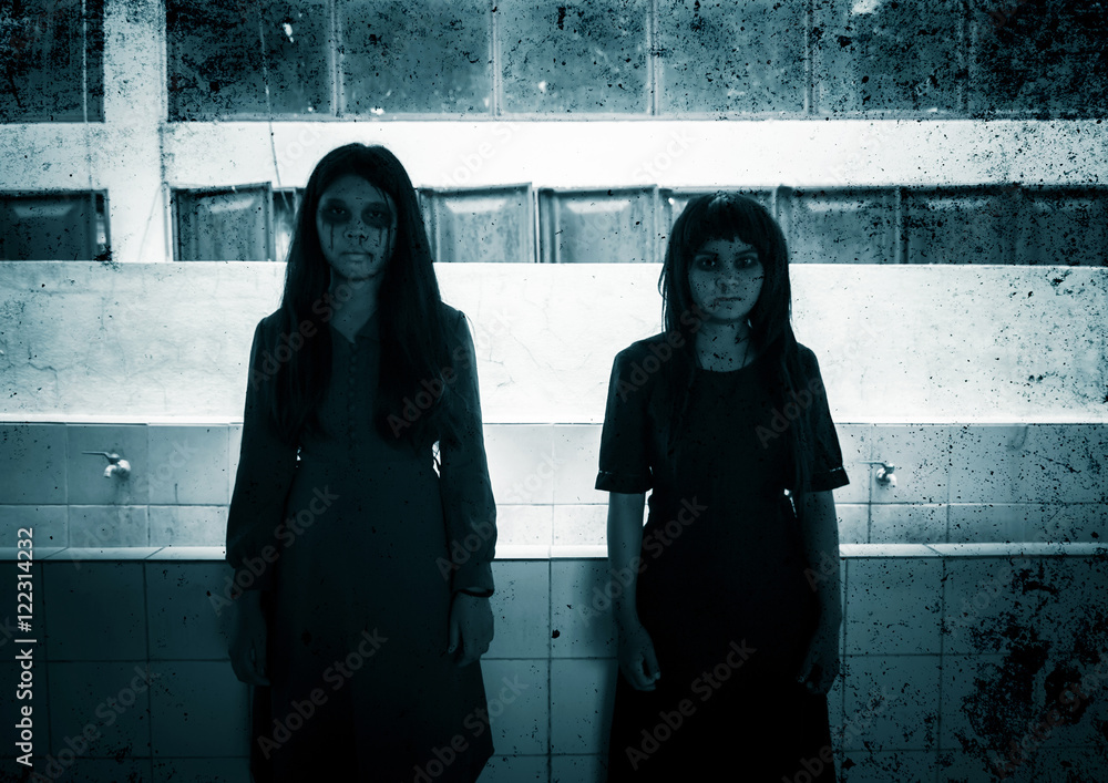 Ghost of two best friend forever in Haunted building,Horror background ...