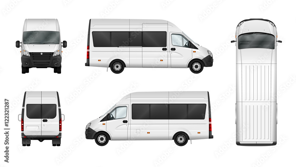 Cargo van vector illustration on white. City commercial minibus ...