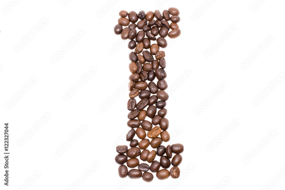 Coffee alphabet isolated on white background ภาพถ่ายสต็อก | Adobe Stock
