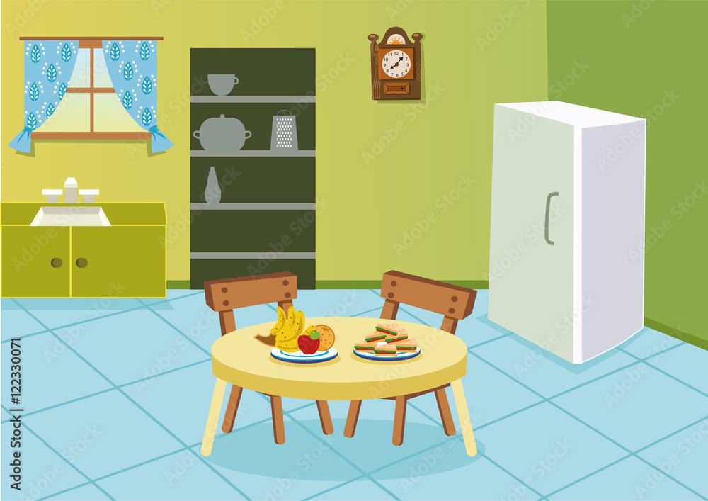 Cartoon Kitchen Stock Vector | Adobe Stock