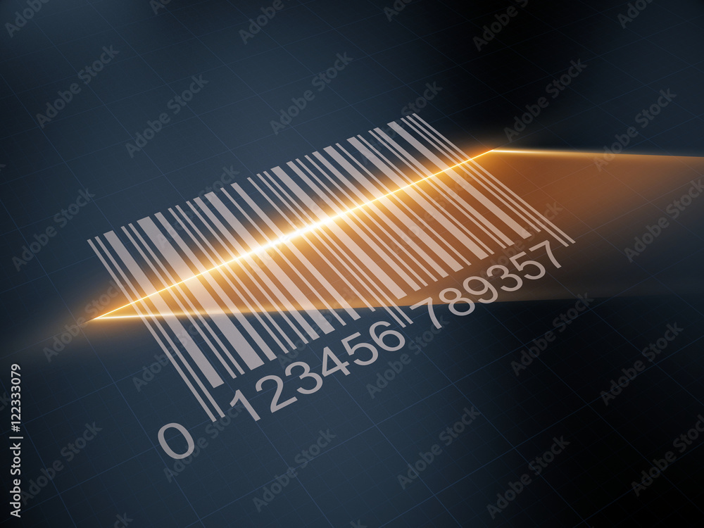 Scan barcode with the laser strip. 3d illustration Stock Illustration ...