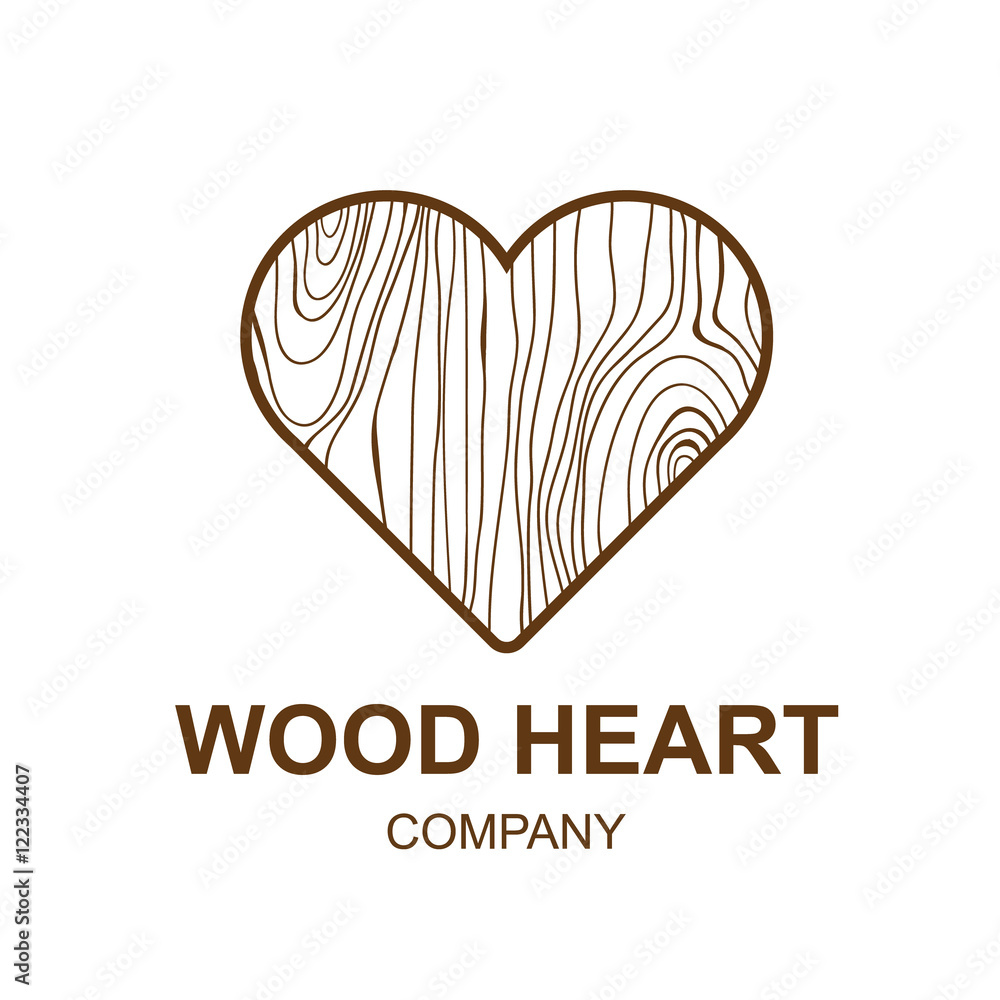 Abstract icon with wooden texture,heart,Logo design,Vector illustration ...