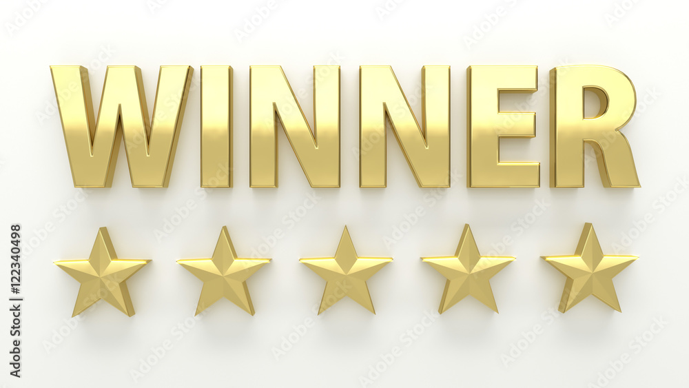 WINNER with stars on white background - High quality 3D Render Stock ...