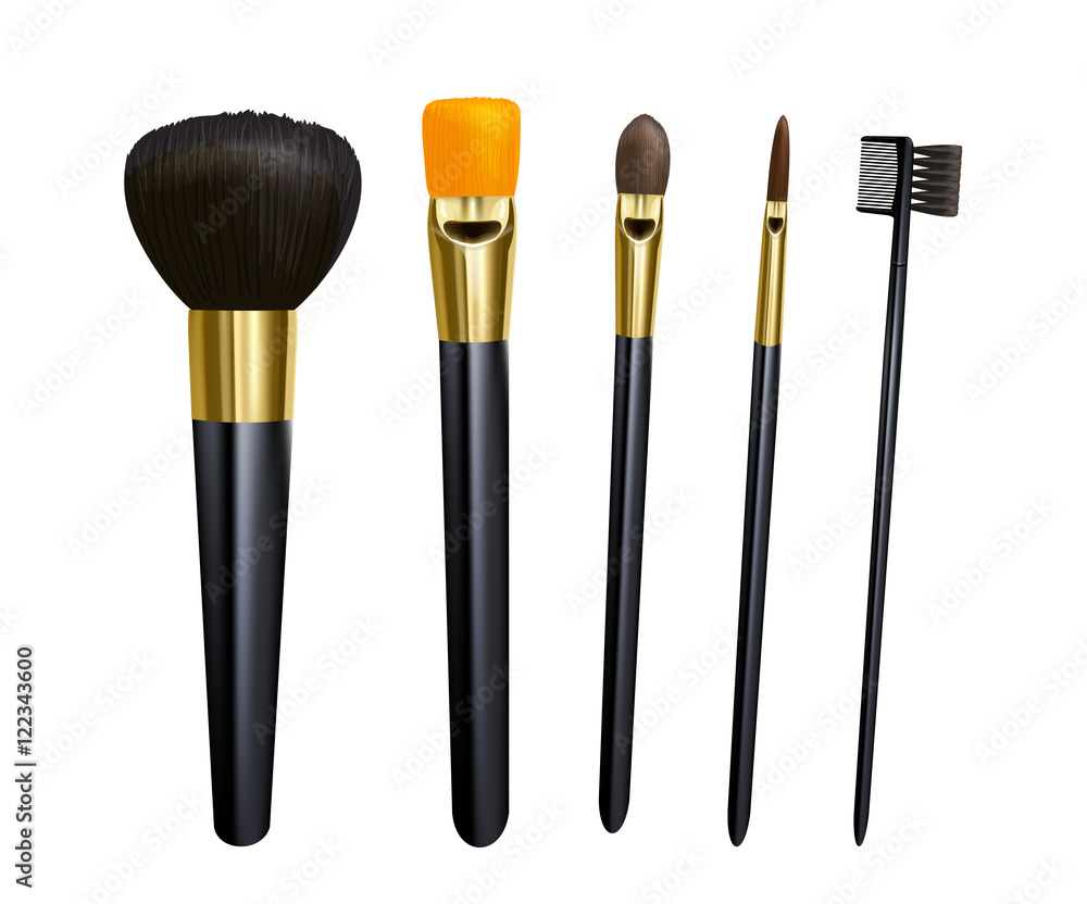 Vector set realistic make-up beautiful realistic brushes Stock Vector ...