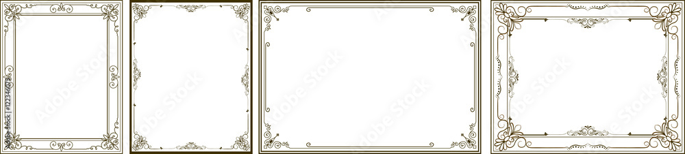 gold frame, Vector set of gold decorative horizontal floral elements ...
