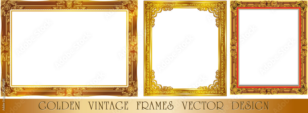 gold frame, Vector set of gold decorative horizontal floral elements ...