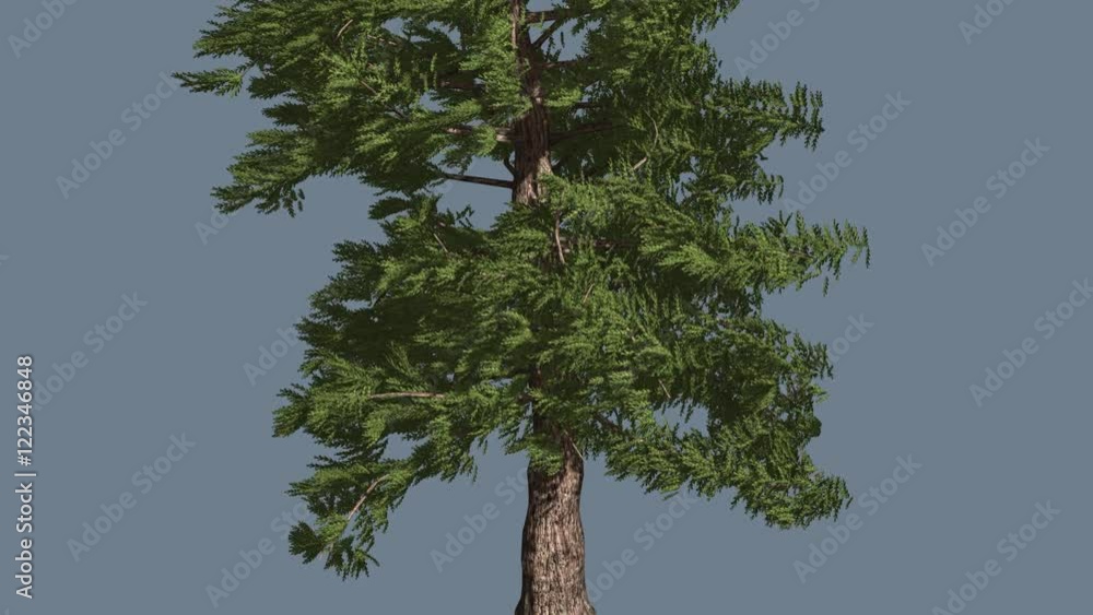 Western Red Cedar Coniferous Tree Trunk Evergreen Thin Tree is Swaying ...