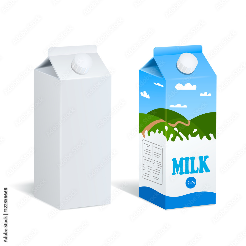 Realistic Milk Boxes Isolated Stock Vector | Adobe Stock