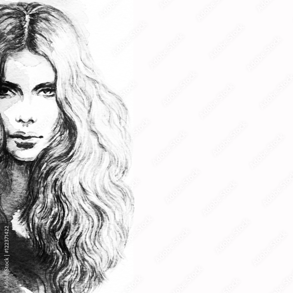 woman portrait .abstract watercolor .fashion background Stock ...